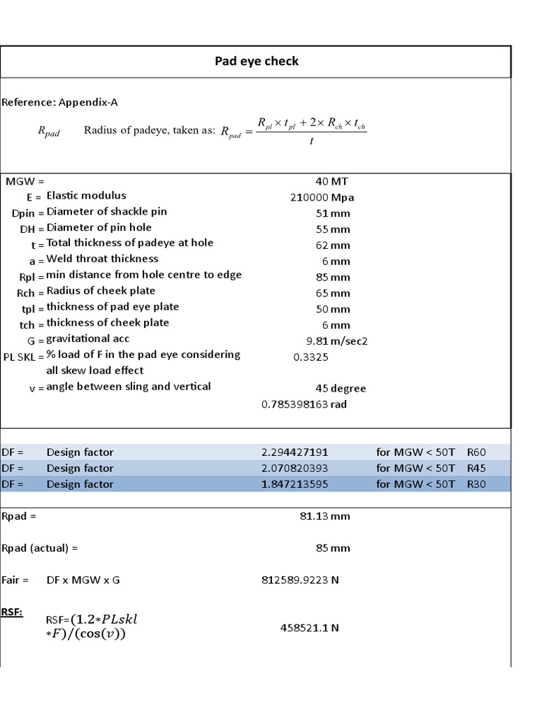 Pad Eye Calculation For Separator 40 Ton | PDF | Teaching Methods ...