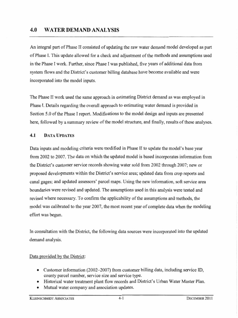 Water Demand Analysis Update | PDF | Soil Mechanics | Sediment