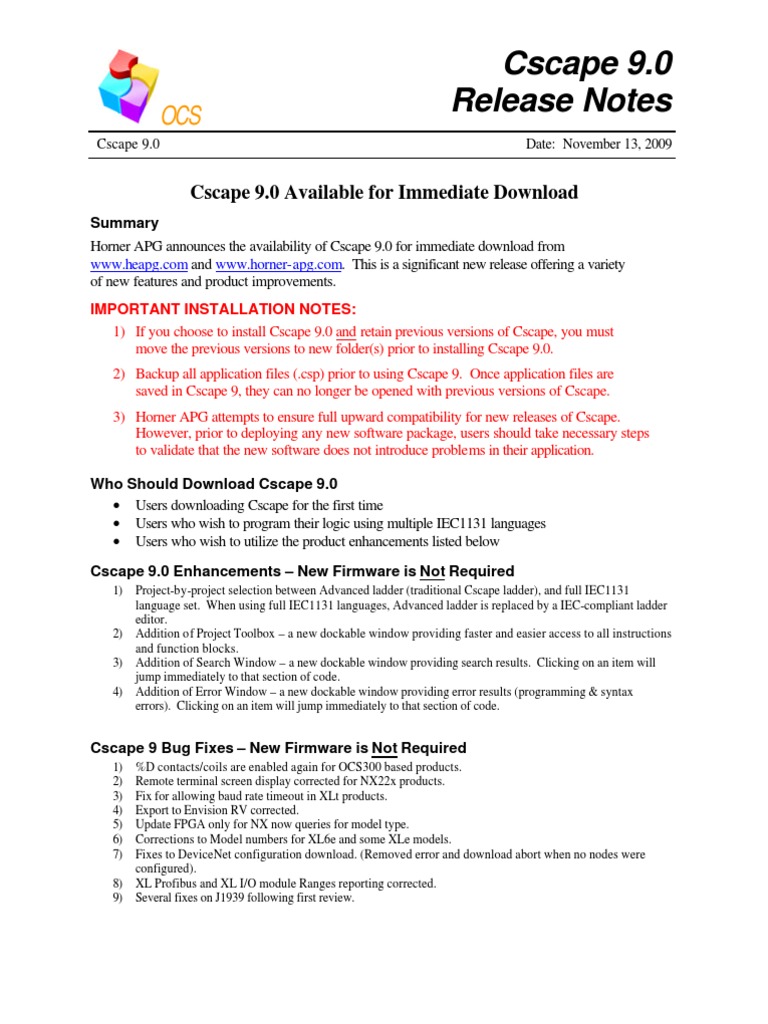 Cscape 9.0 Release Notes: Cscape 9.0 Available For Immediate Download ...