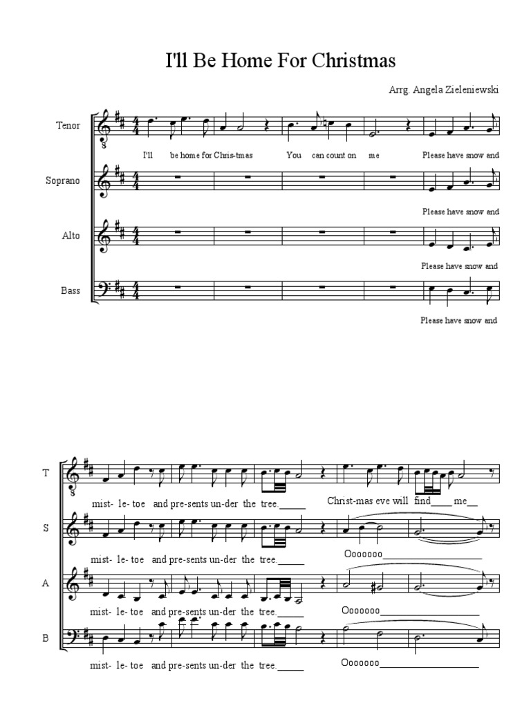 I'll Be Home Arrangement Final | PDF | Observances | Choral Music