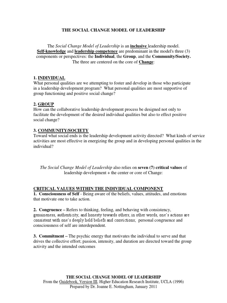 SocialChangeModel2011WITH DIAGRAM | PDF | Community | Leadership