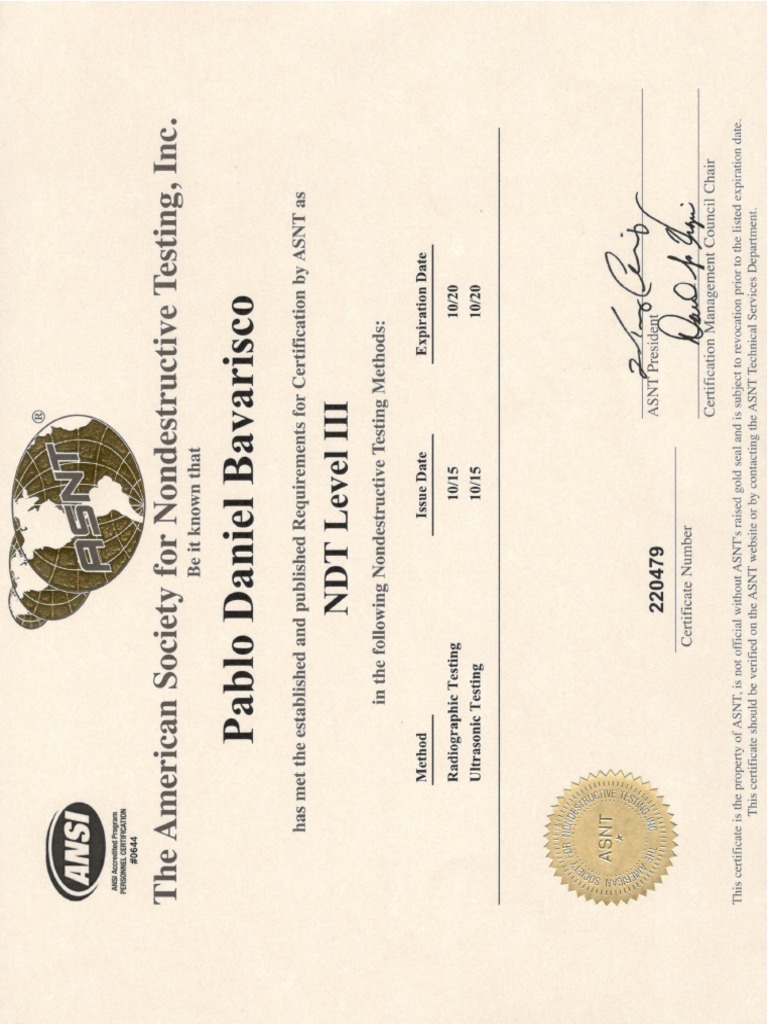 Asnt Certificate