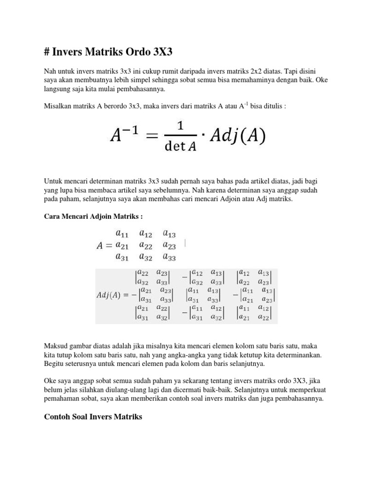 Invers Matriks 3x3: Panduan Lengkap | PDF | Seni & Disiplin Bahasa ...