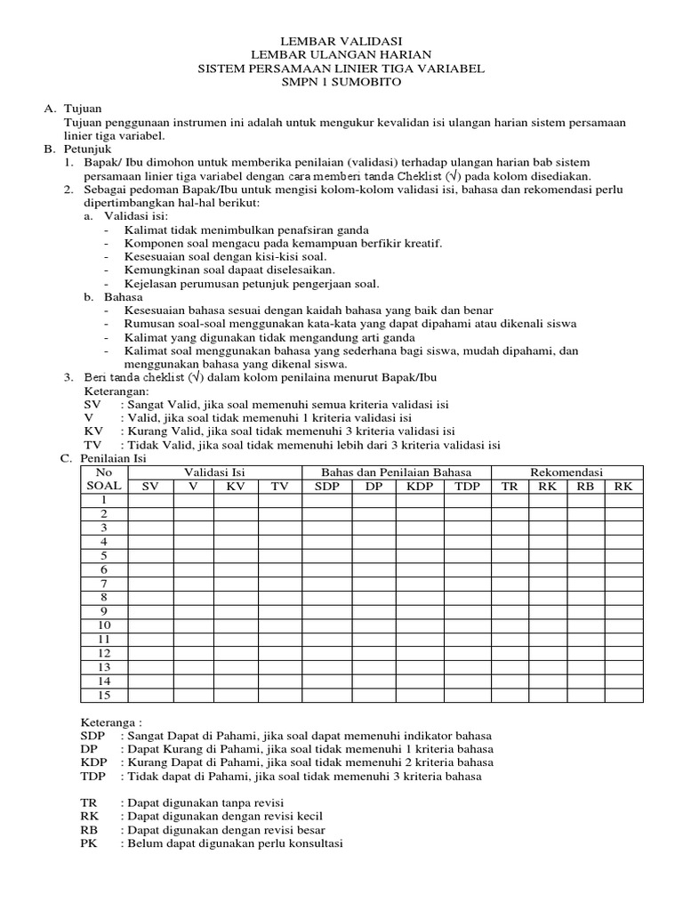 Lembar Validasi | PDF