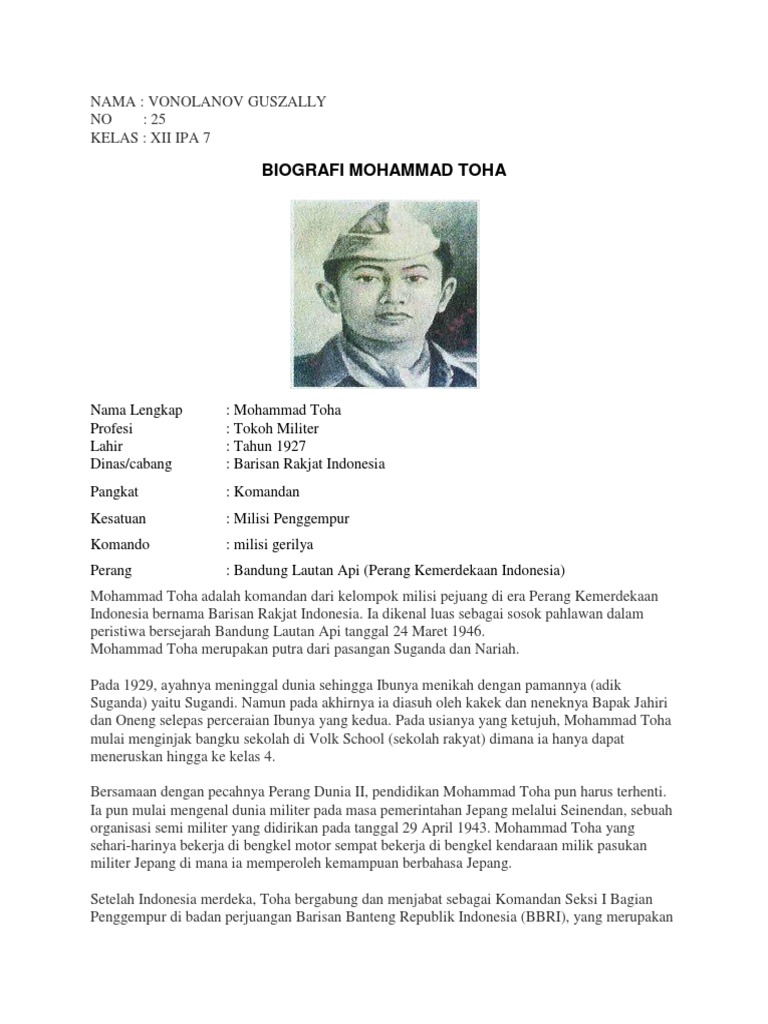 Biografi Mohammad Toha | PDF | Ilmu Sosial