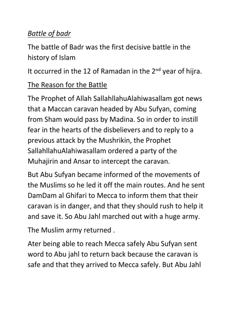 Battle of Badr | PDF | Monotheistic Religions | Life Of Muhammad