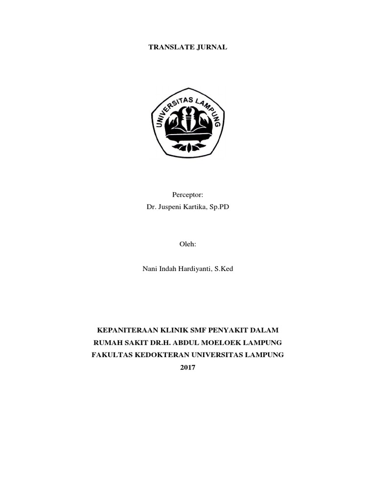 Cover Jurnal DR - Juspeni Kartika, SP - PD | PDF