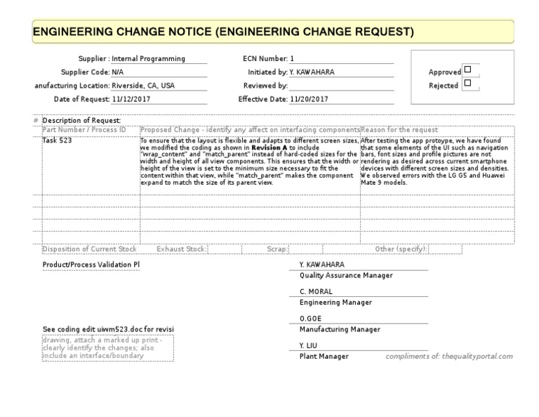 Engineering Change Notice (Engineering Change Request) | PDF | Software ...