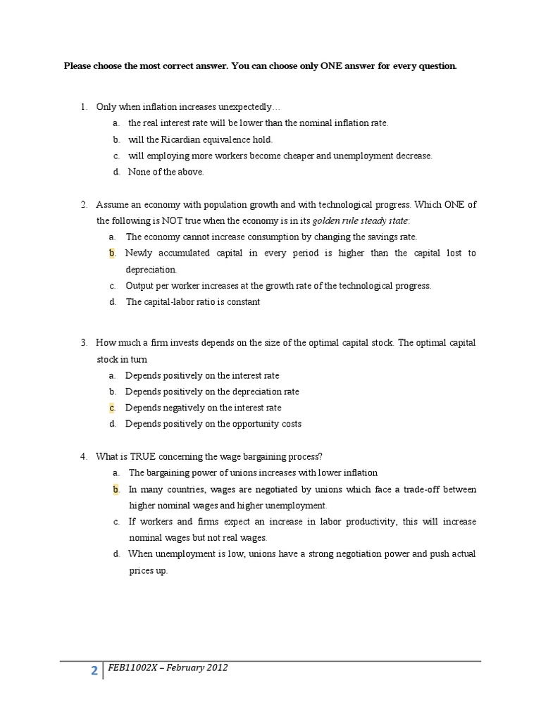 Please Choose The Most Correct Answer. You Can Choose Only ONE Answer ...