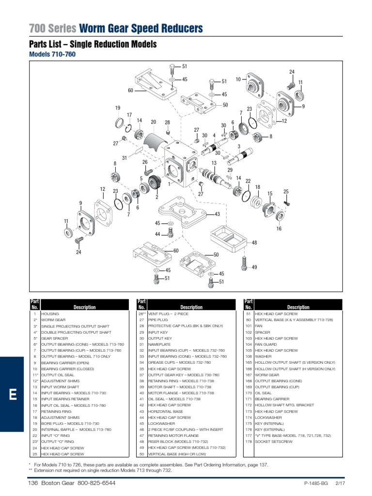 P 1485 BG 700 Series Parts List | PDF | Gear | Bearing (Mechanical)