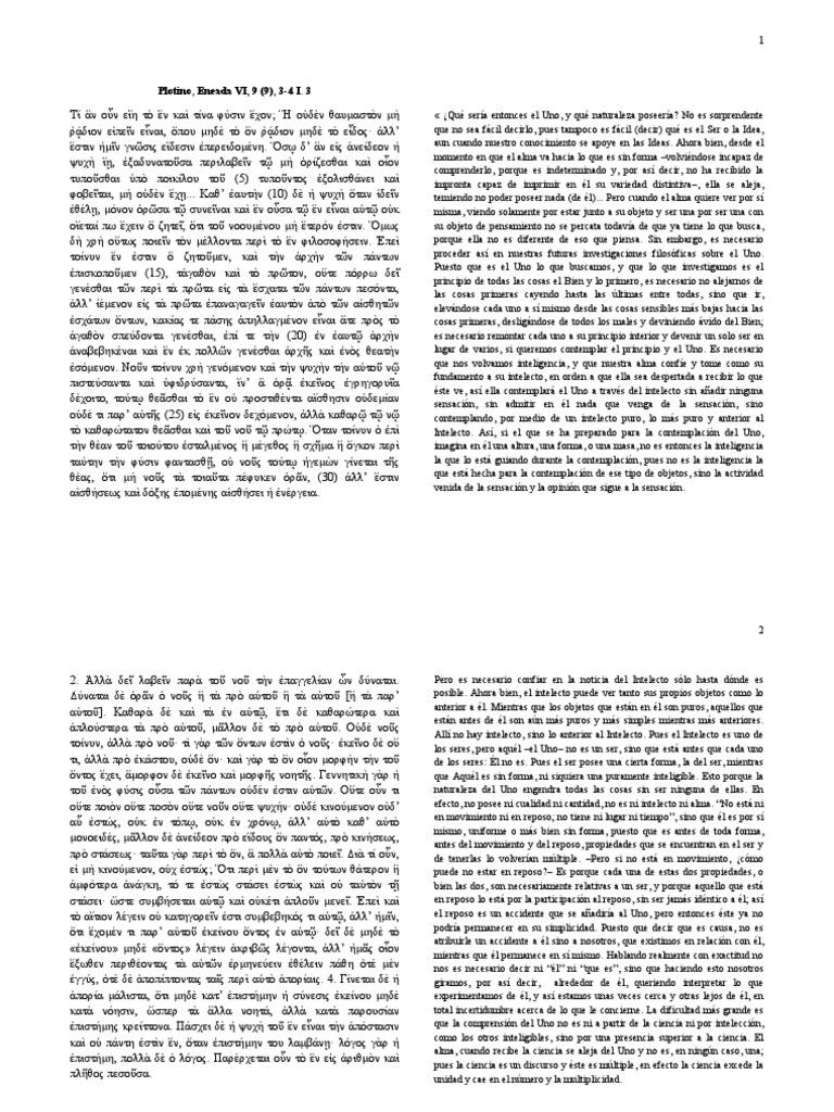 Plotino Eneada V y VI PDF | PDF | Filosofía | Relaciones personales, crianza y desarrollo personal