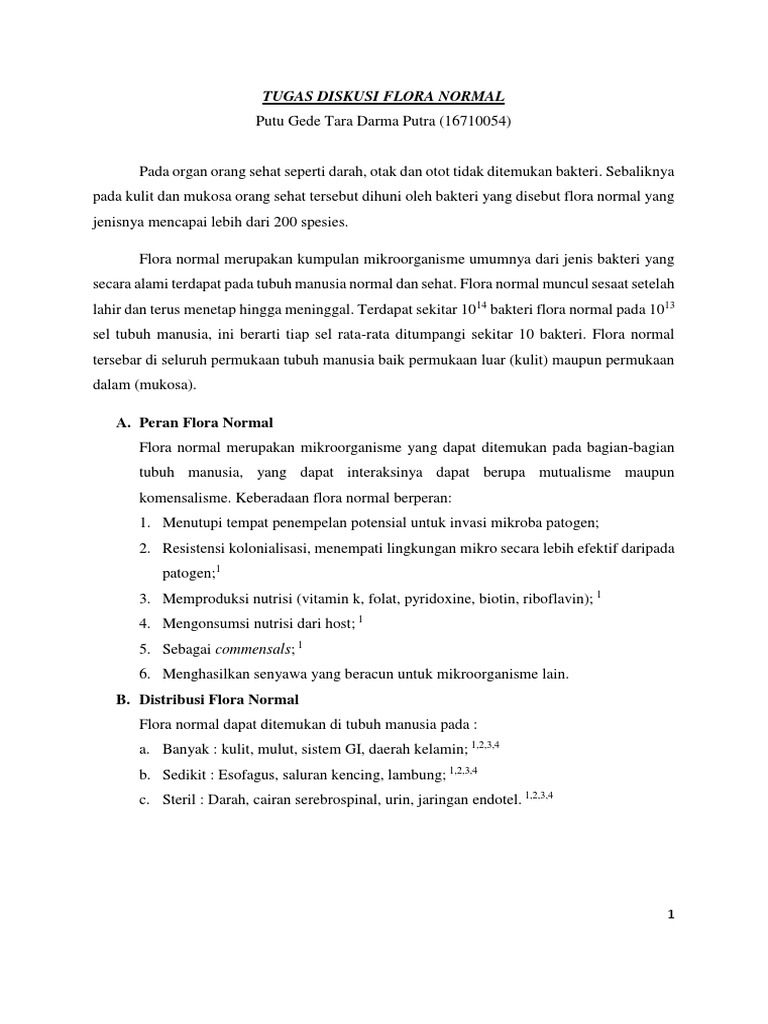 Peran dan Distribusi Flora Normal pada Tubuh Manusia | PDF | Sains ...