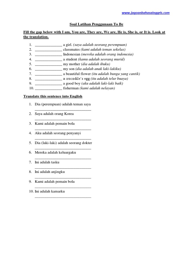 Latihan Soal Penggunaan To Be | PDF
