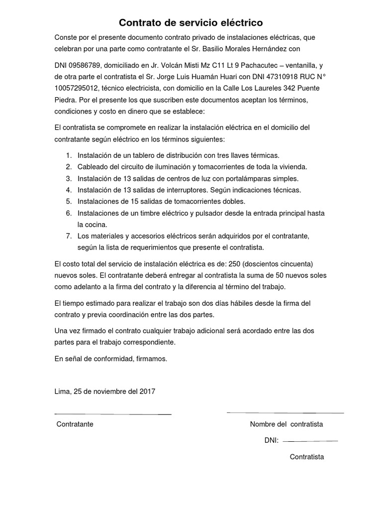 Contrato de Servicio Eléctrico | PDF | Naturaleza