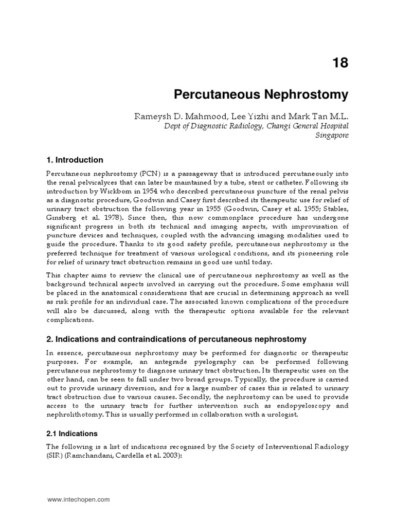 Intech Percutaneous Nephrostomy 1 | PDF | Kidney | Sepsis