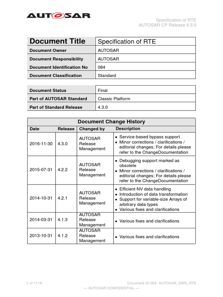 Autosar RTE Layer | PDF | Specification (Technical Standard ...