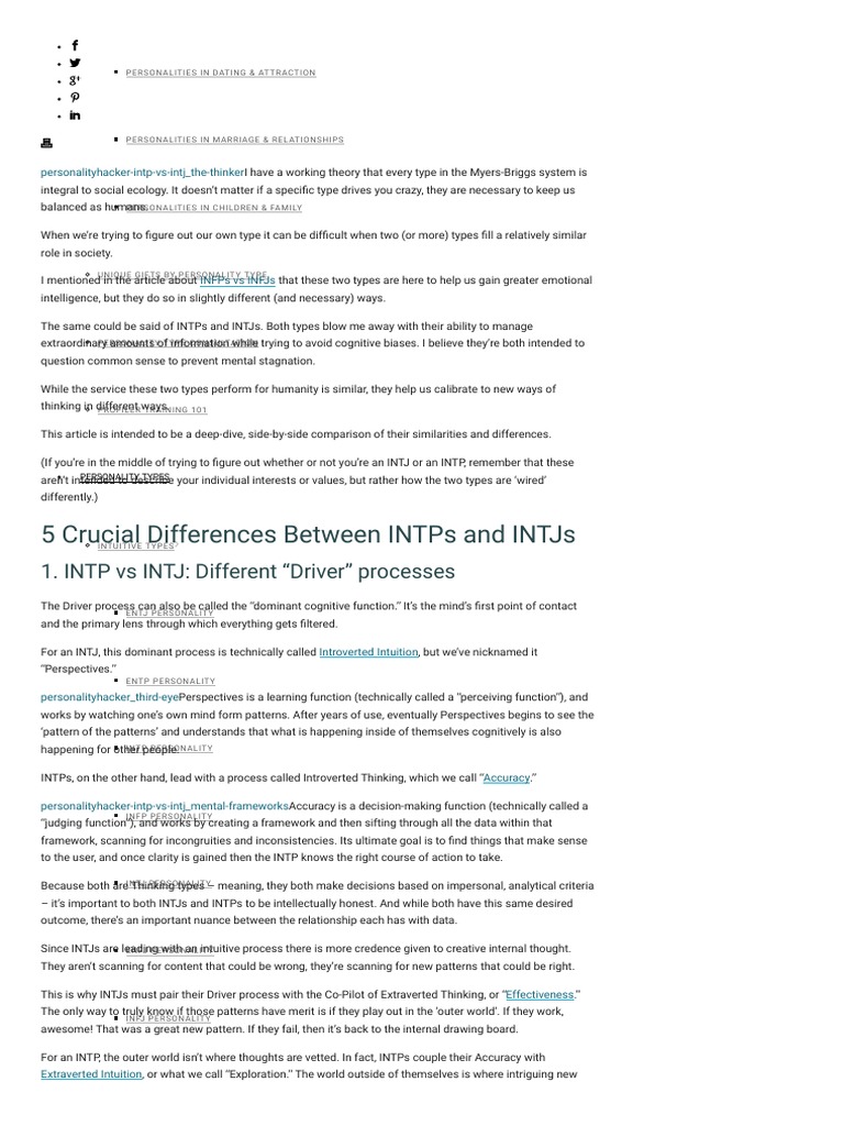 INTP Vs INTJ: 5 Ways To Truly Tell Them Apart - Personality Type and ...