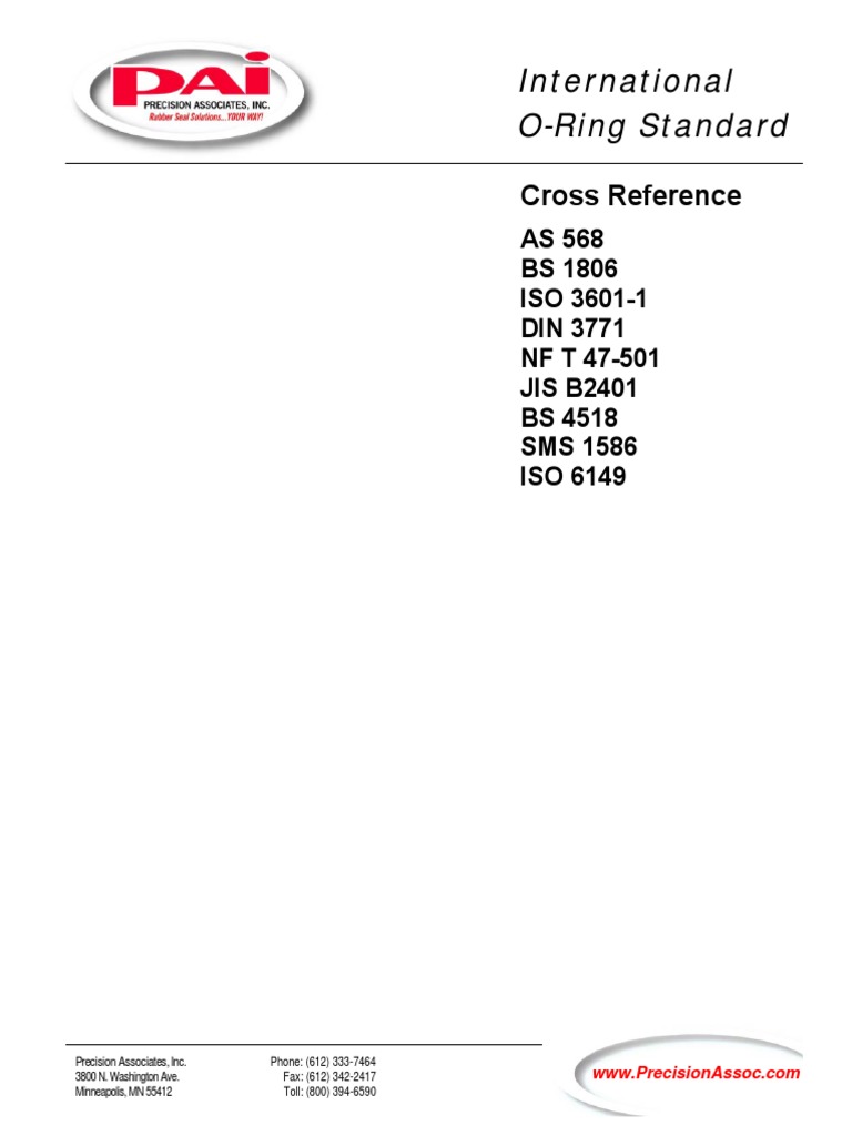 Cross Reference O-Ring PDF | PDF | Science | Engineering