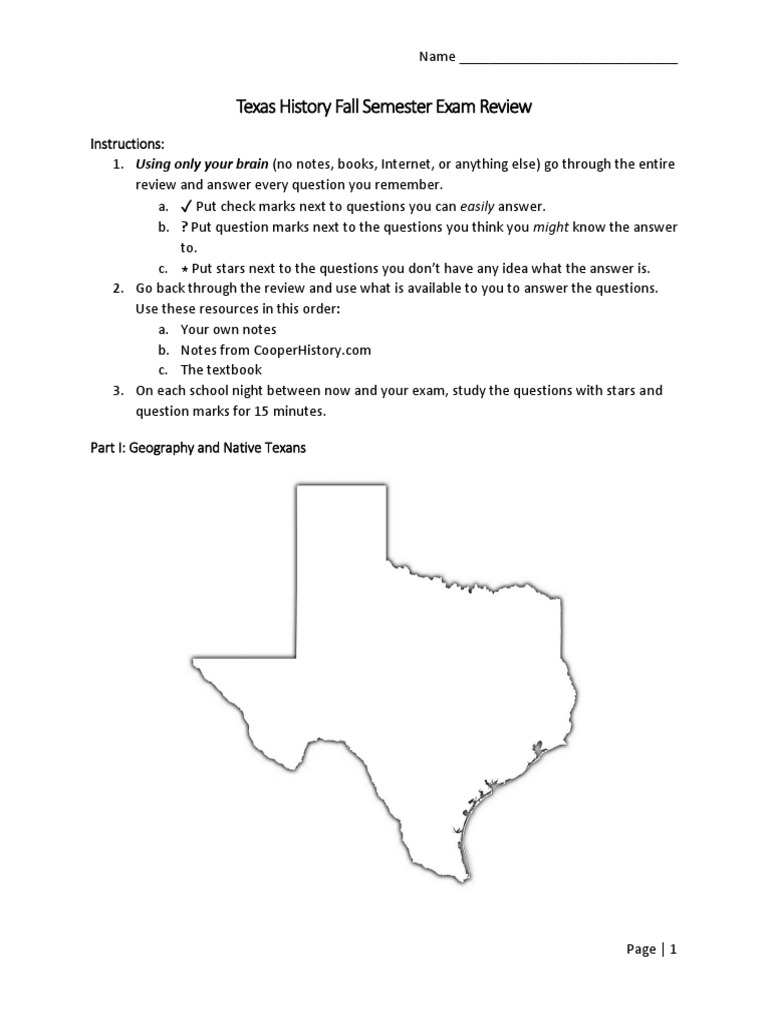 2017 Texas History Fall Semester Exam Review | PDF | Texas Revolution ...