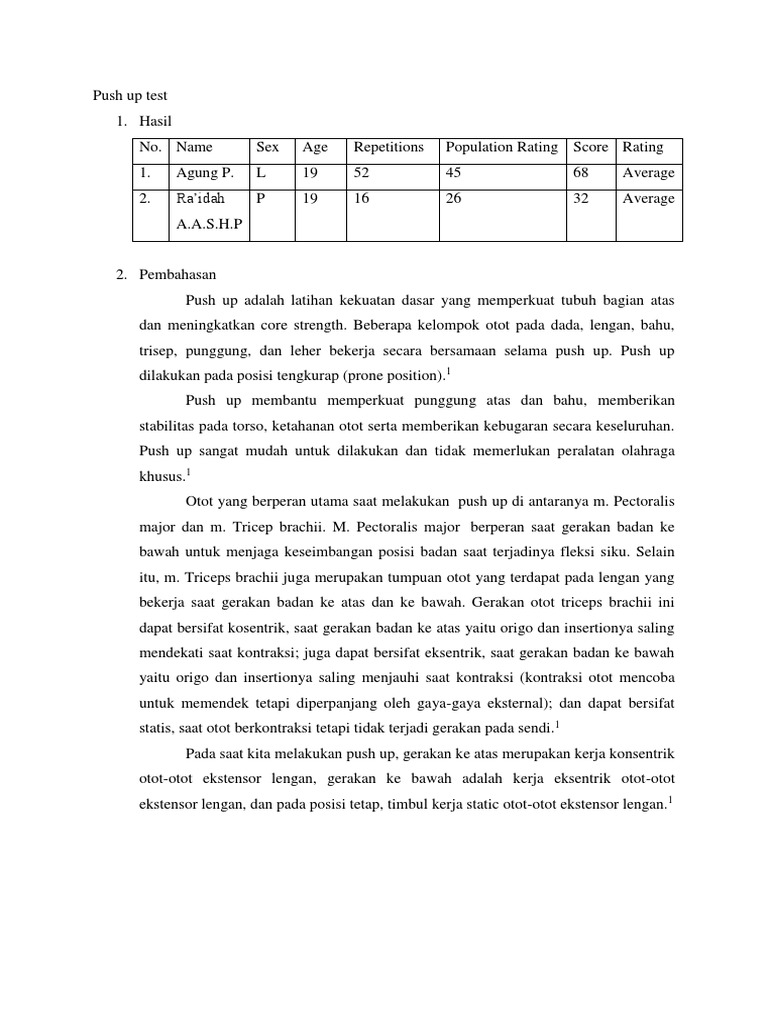 Penilaian Tes Push Up 1 Menit | PDF | Sains & Matematika