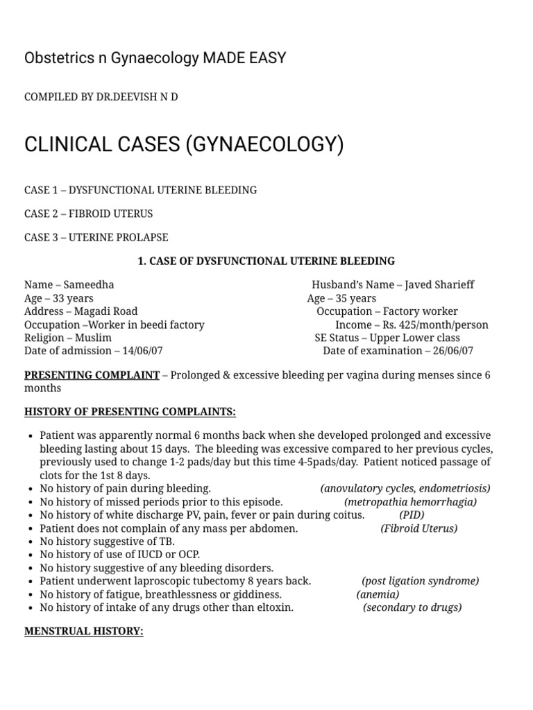 Clinical Cases (Gynaecology) _ Obstetrics n Gynaecology Made Easy ...