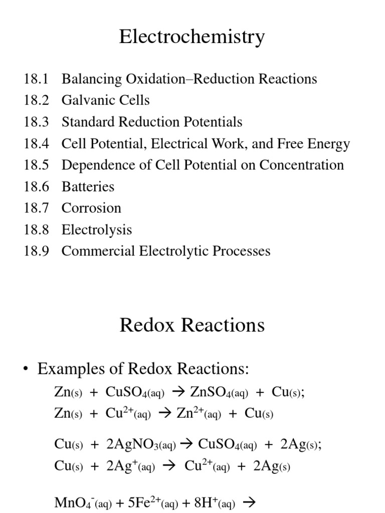 Chapter 18 Electrochemistry | PDF | Redox | Electrochemistry