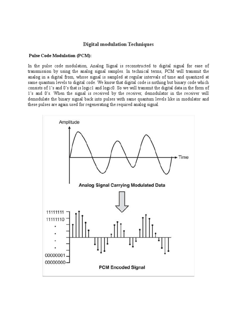 Digital Modulation Techniques: Pulse Code Modulation (PCM) | PDF | Modulation | Digital Signal