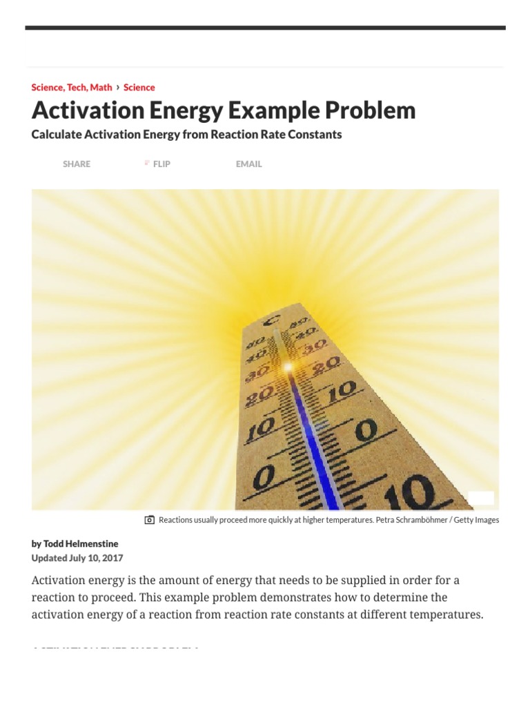 Activation Energy - Calculation and Example Problem | Activation Energy ...