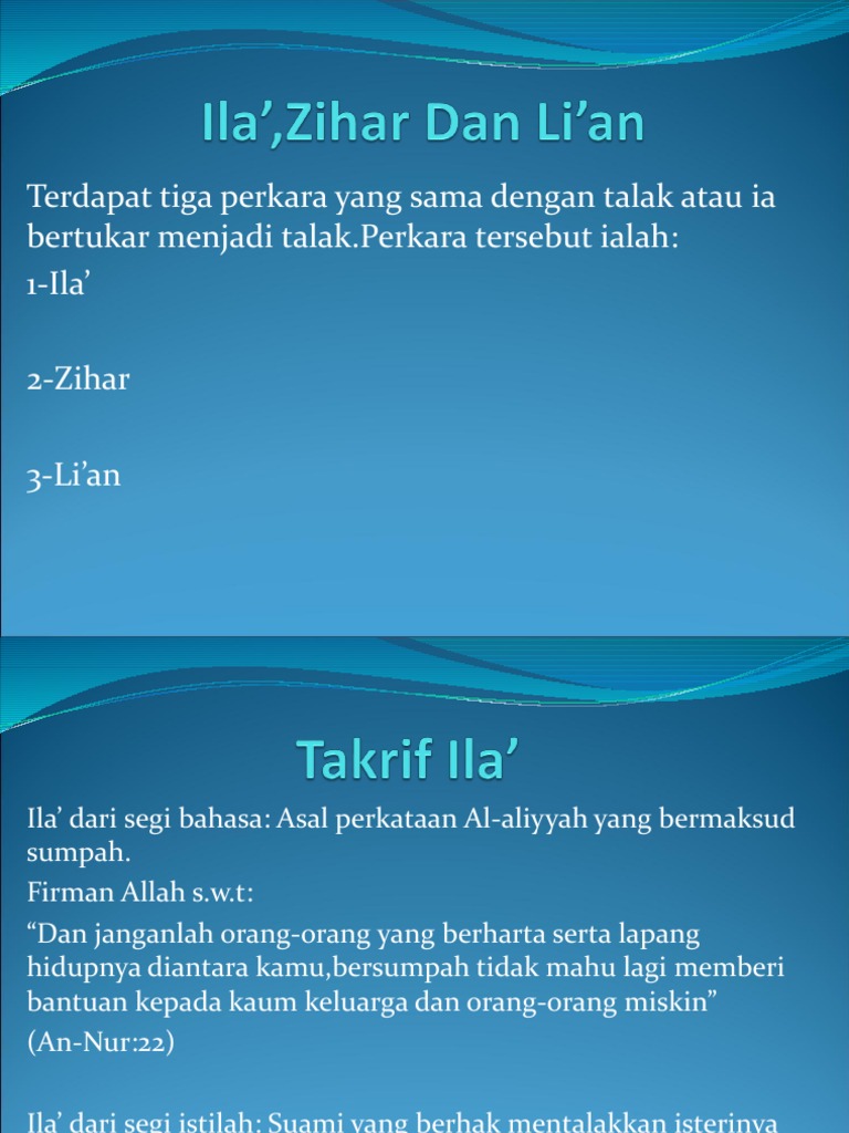 Hukum Talak, Zihar, dan Li'an dalam Islam | PDF