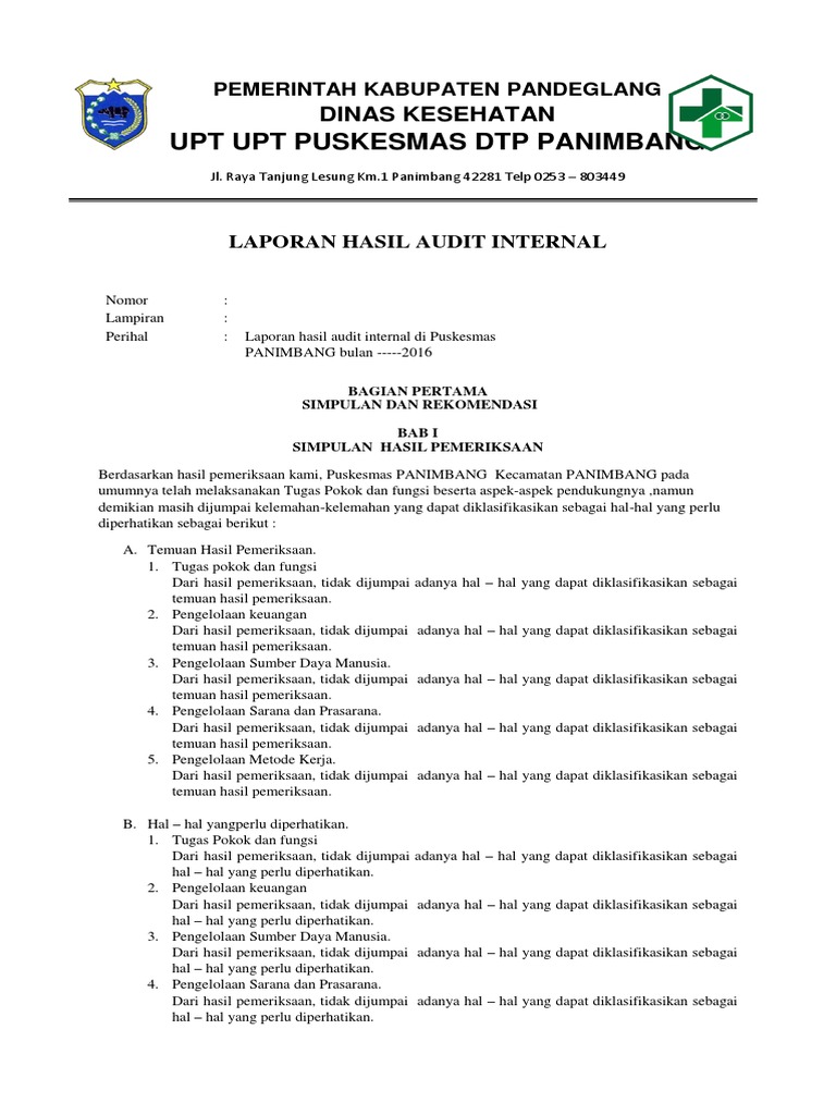 3.1.4 Ep 3 Laporan Hhassil Audit Internal | PDF