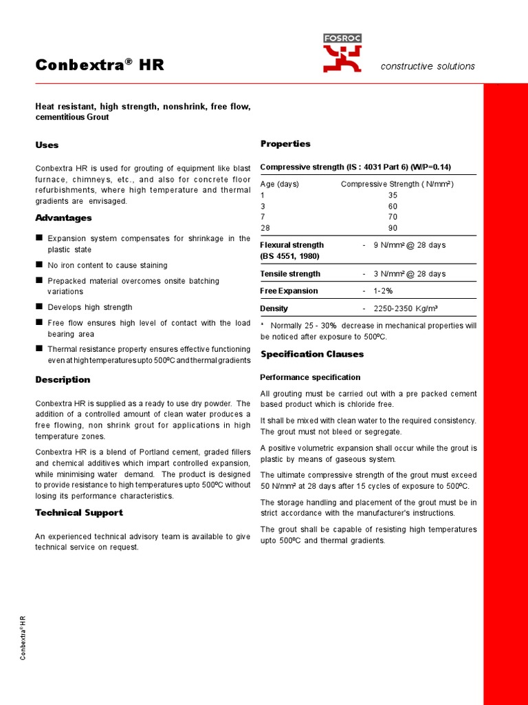 Conbextra HR | PDF | Concrete | Water
