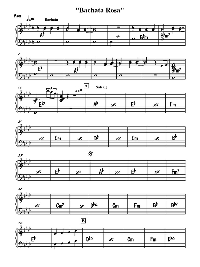 Bachata Rosa Piano | PDF