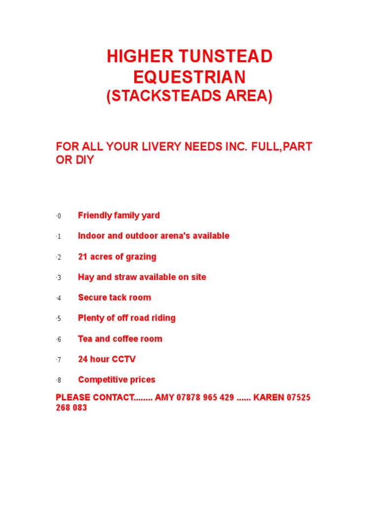 Higher Tunstead Equestrian: (Stacksteads Area) | PDF