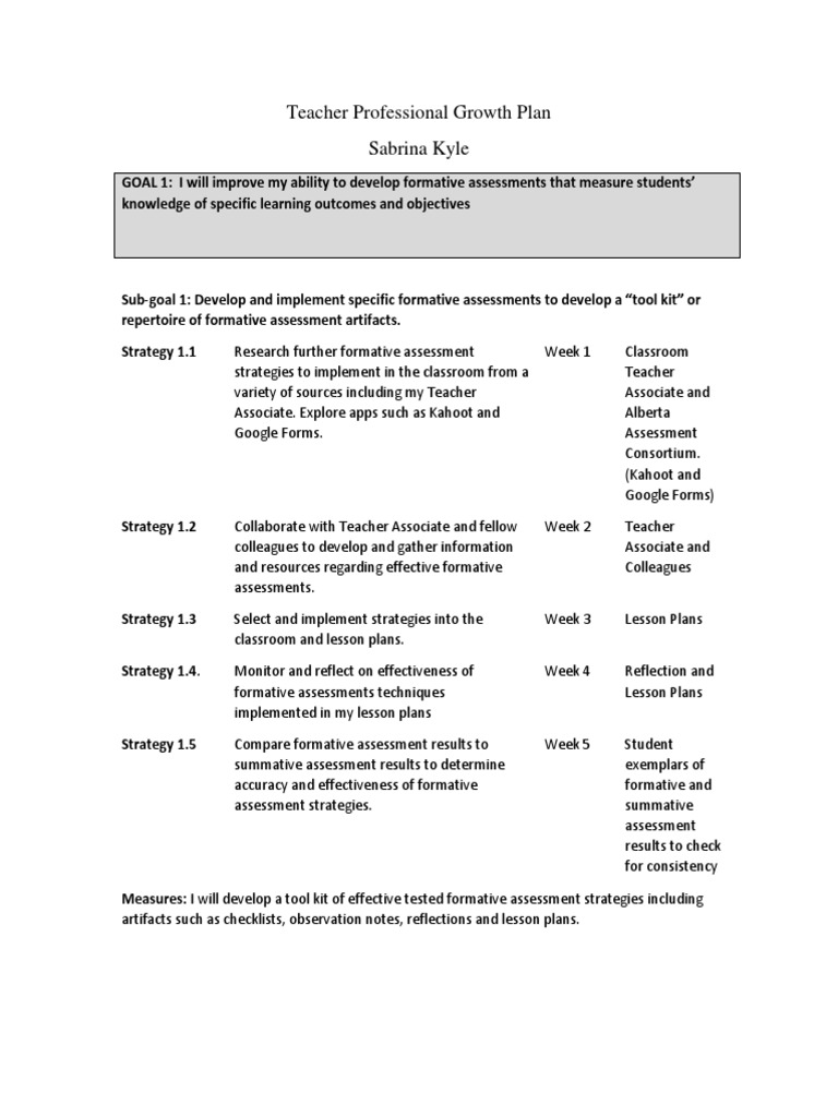 Ed 3505 - Teacher Professional Growth Plan | PDF | Educational ...