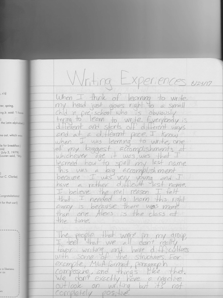 Writing Experiences | PDF