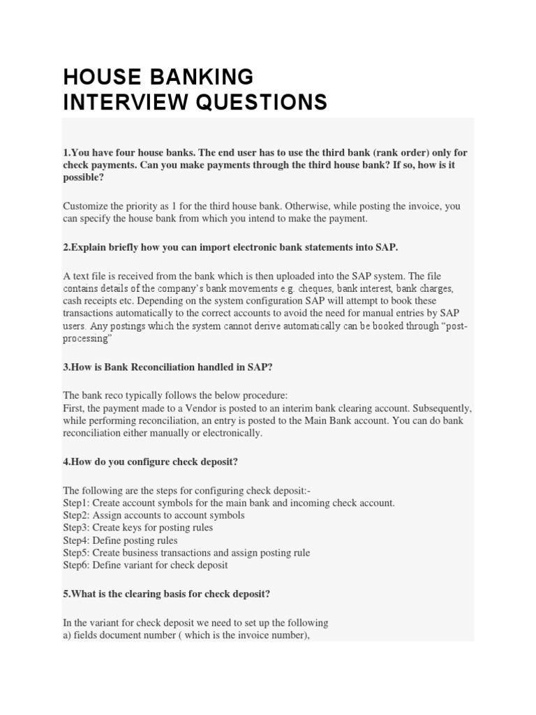 House Banking Interview | PDF | Cheque | Banks