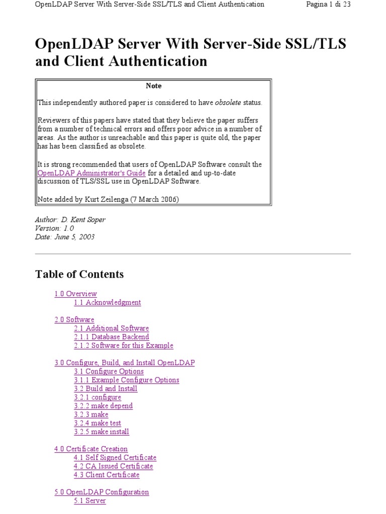 OpenLDAP Server With TLS | PDF | Transport Layer Security | Public Key Certificate