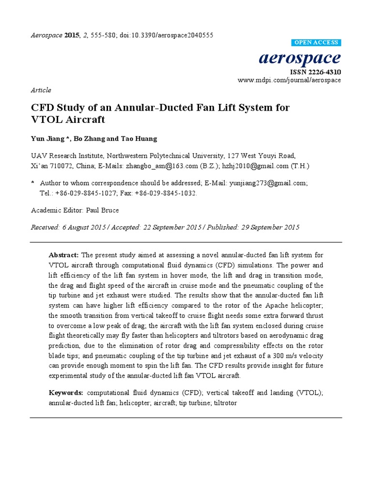 CFD Study of Annular Ducted Fan | PDF | Aircraft | Lift (Force)