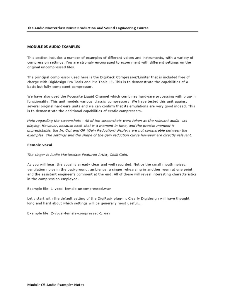 Module 05 Audio Examples | PDF | Sound Technology | Electrical Engineering