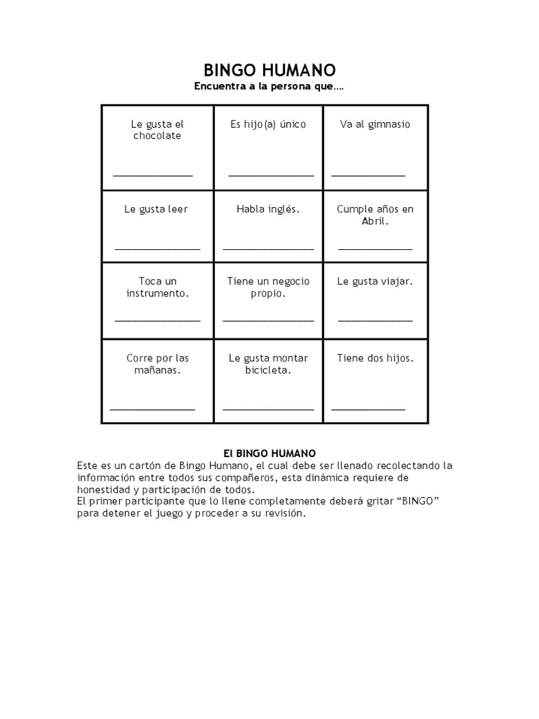 Bingo Humano | PDF
