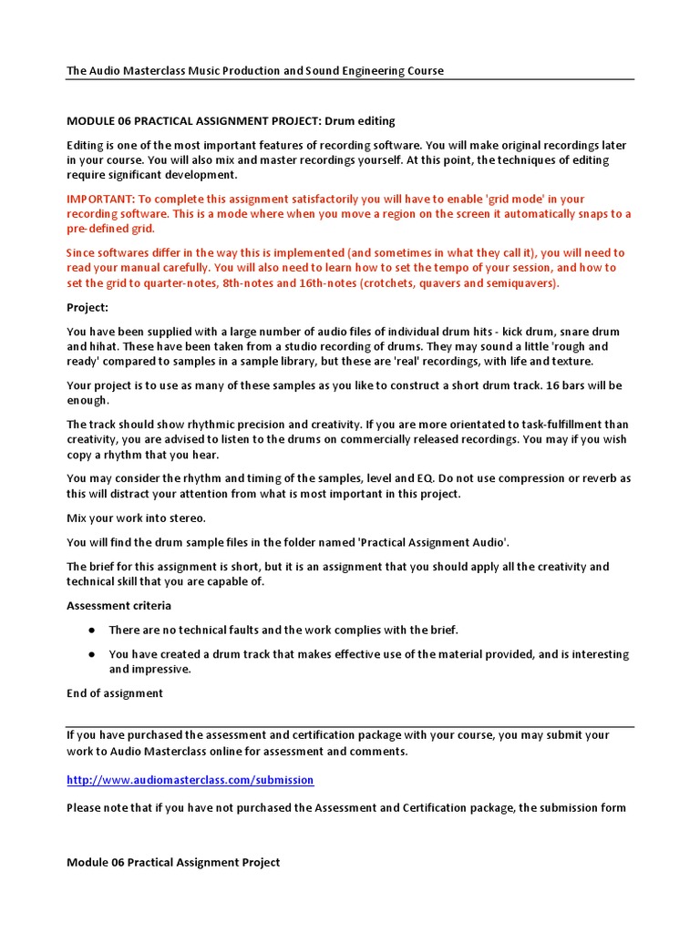 Module 06 Practical Assignment Project PDF | PDF | Sound Recording And ...