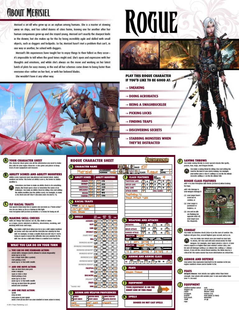 Pathfinder Beginner Box Character Sheet