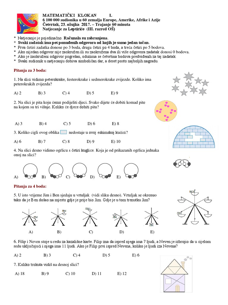 Matematicki Klokan L 2017 | PDF