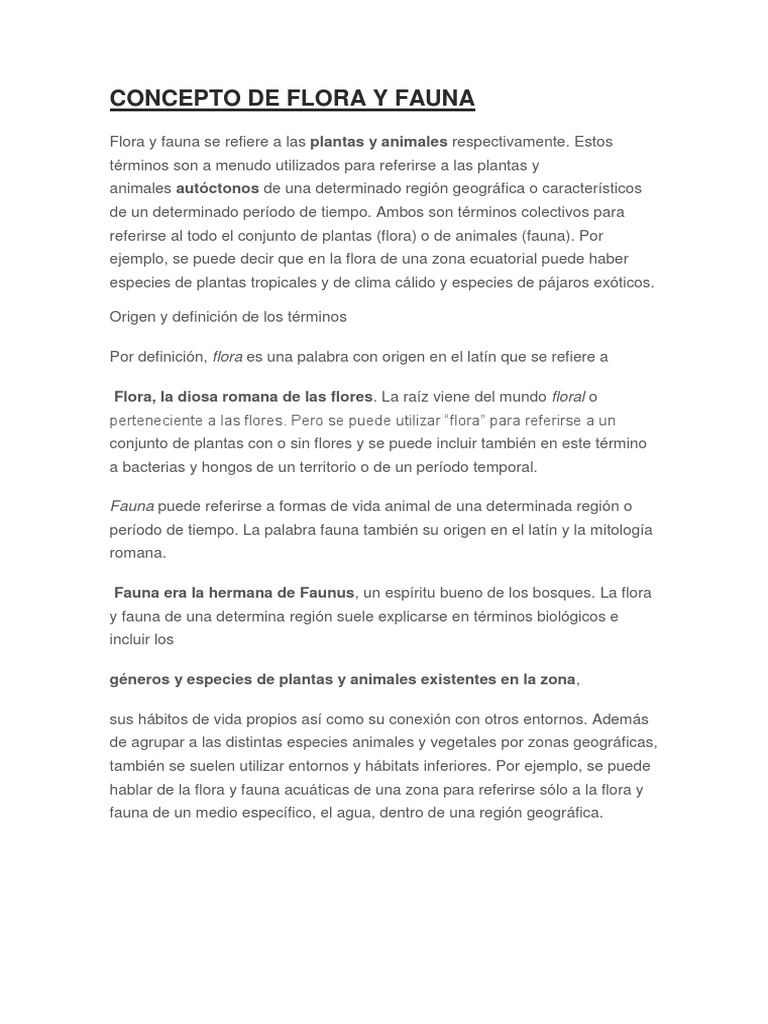 Concepto de Flora y Fauna | PDF | Flora | Especies