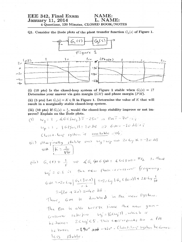 Eee342 Final Solutions | PDF