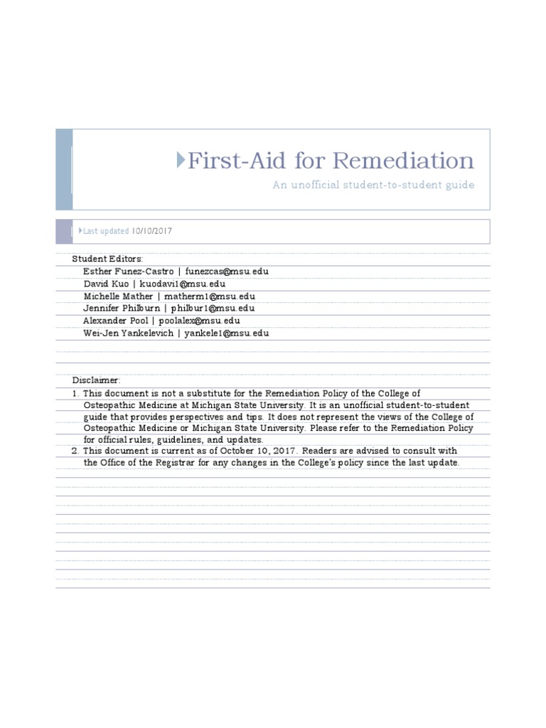 First Aid For Remediation PDF | PDF | Academic Term | Test (Assessment)