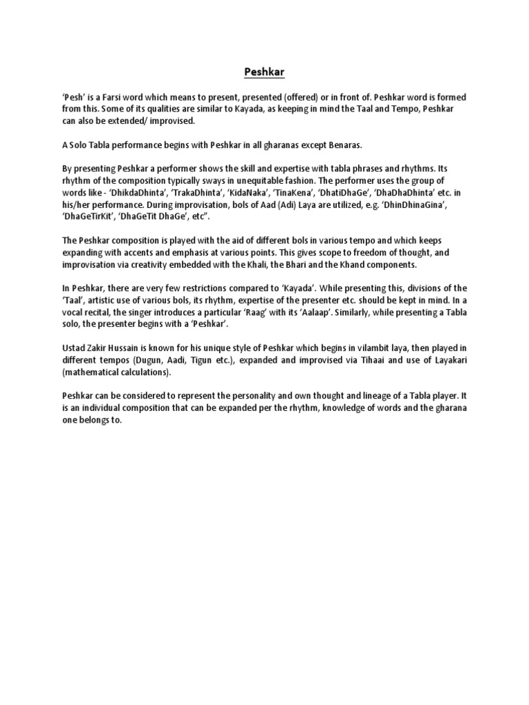 Pesh Kar | PDF | Musical Forms | Music Theory