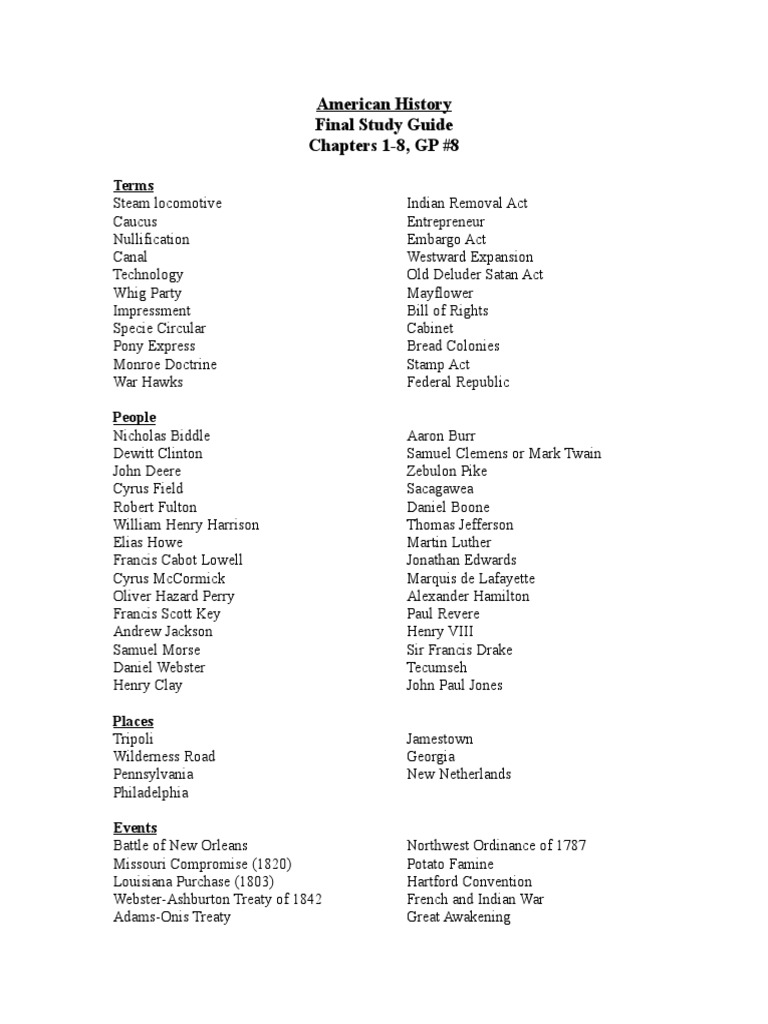 Chapters 1-8 Study Guide | Download Free PDF | North America | The ...