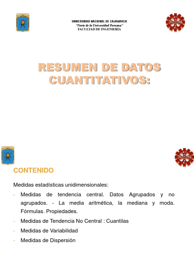 Medidas de Resumen de Datos Cuantitativos | PDF | Dispersión ...