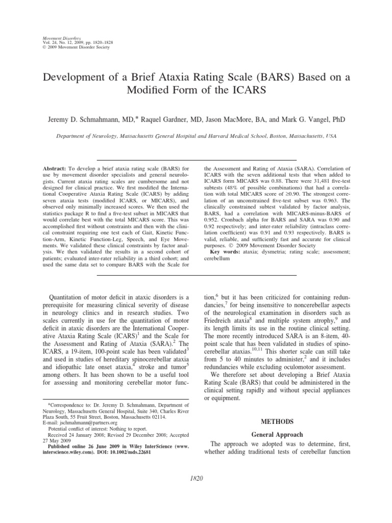 Brief Ataxia Rating Scale Development | PDF | Cerebellum | Neurology